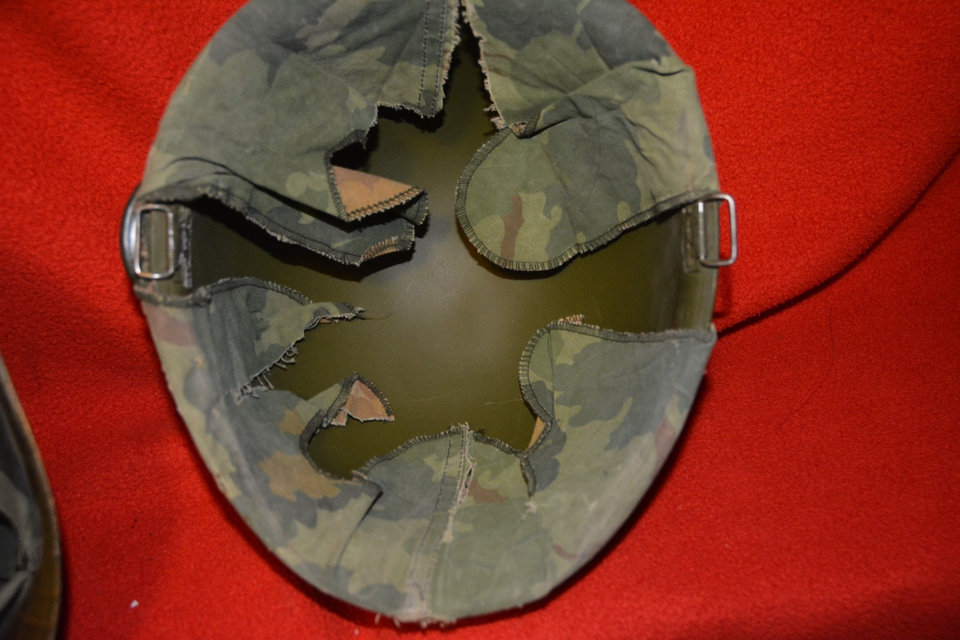 Original Vietnam War US M1 Steel Pot & Liner Helmet with Cover and Camo ...