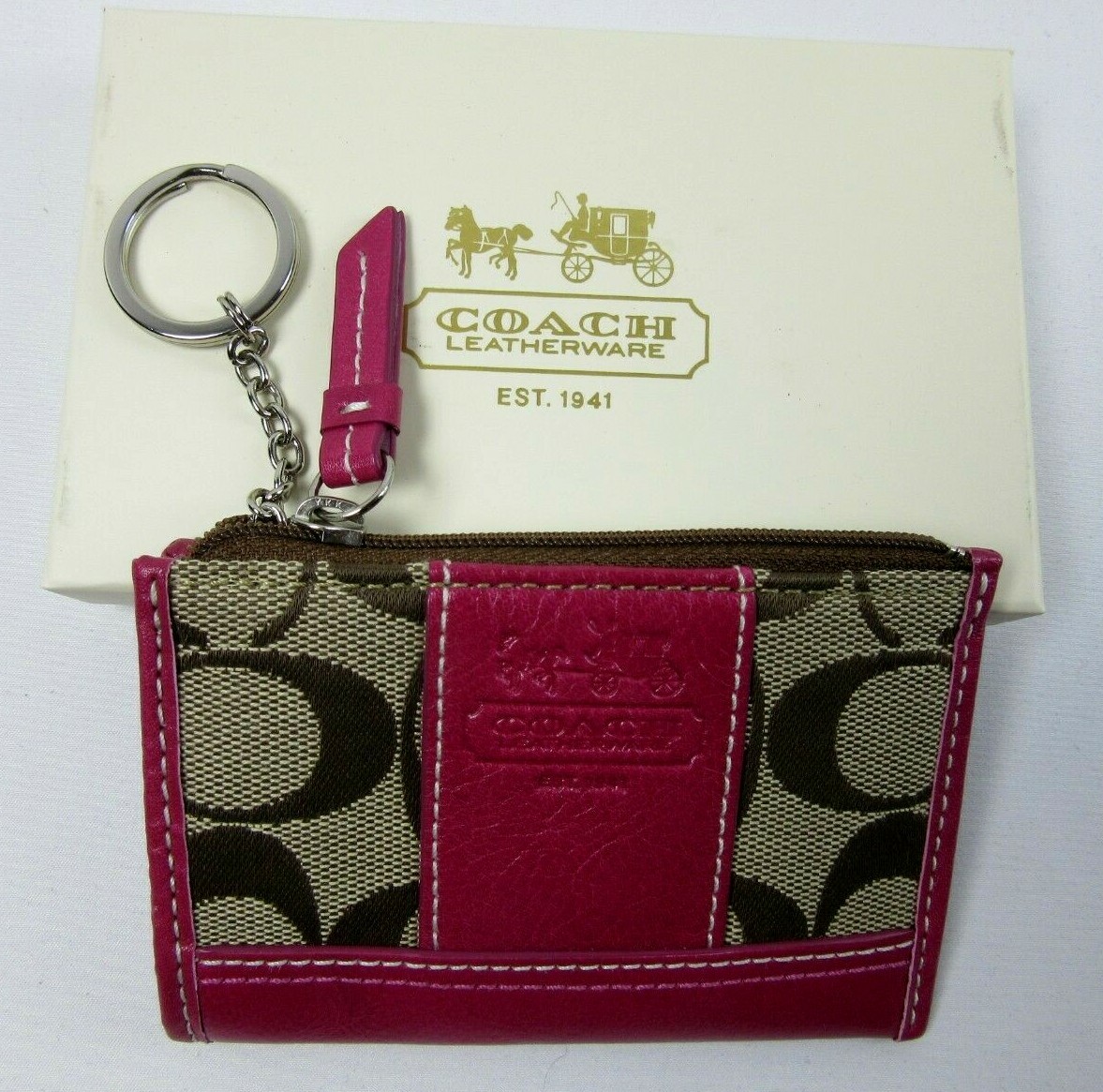 Rare Coach Signature Mini Skinny Card Case Coin Walle… - Gem