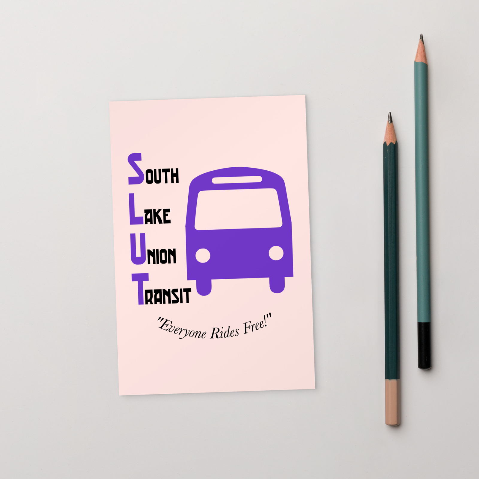 "SLUT" Postcard South Lake Union Transit Funny Joke Bus Line | eBay