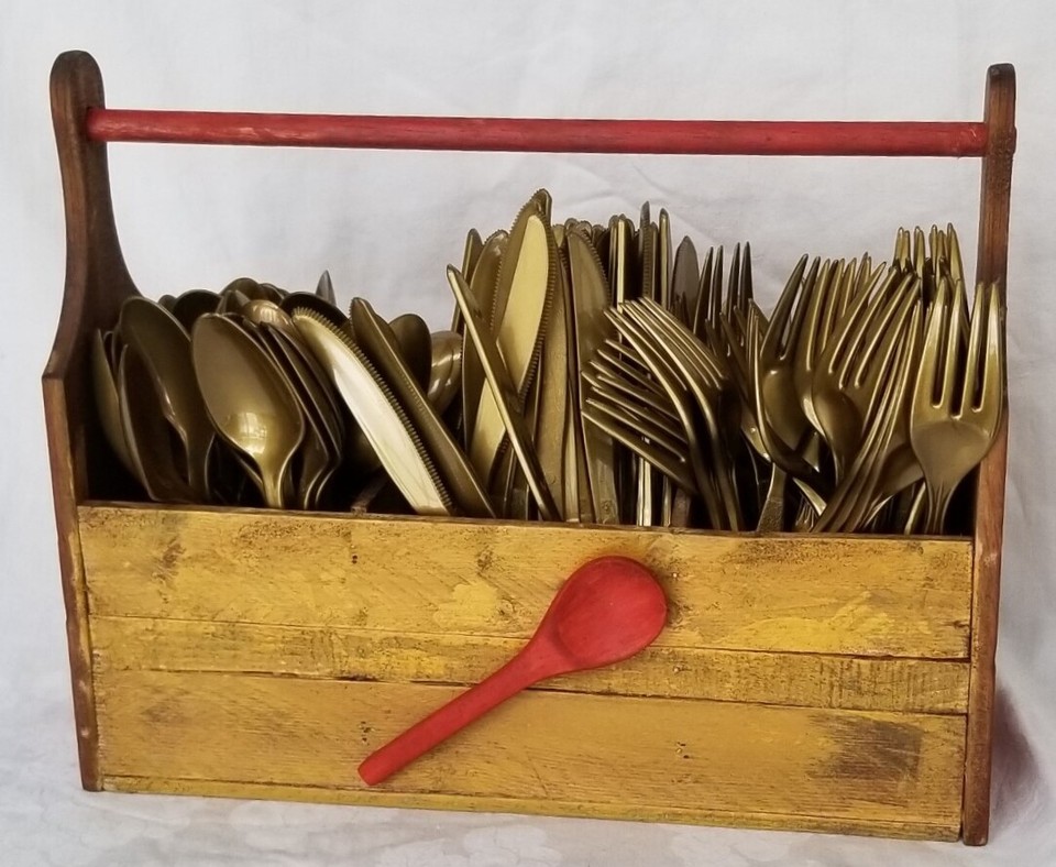 Unique Wooden Flatware Utensil Holder Caddy HANDCRAFTED Rustic ...