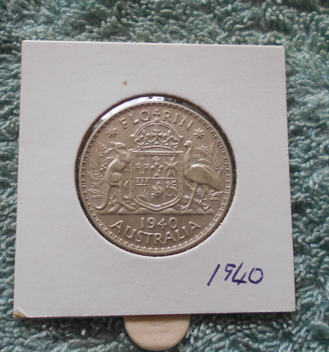 #C61. 1940 AUSTRALIAN STERLING SILVER FLORIN TWO SHILLING COIN | eBay