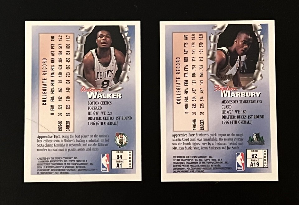 Daily Deal: 1996-97 Topps Finest #62 Stephon Marbury & #84 Antoine ...