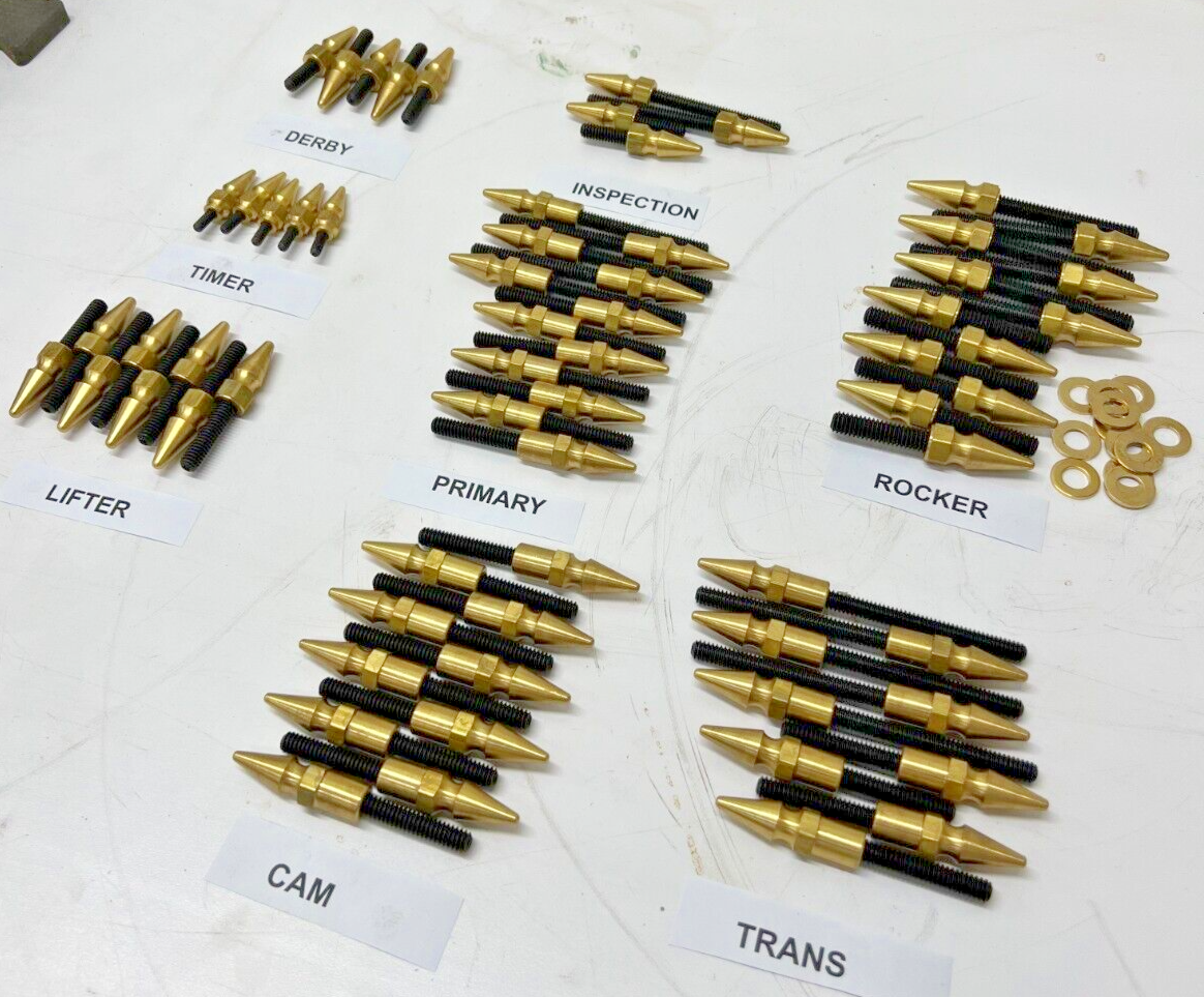 00 - 06 HARLEY SOFTAIL BIG TWIN BRASS SPIKE ENGINE BOLT KIT chopper ...
