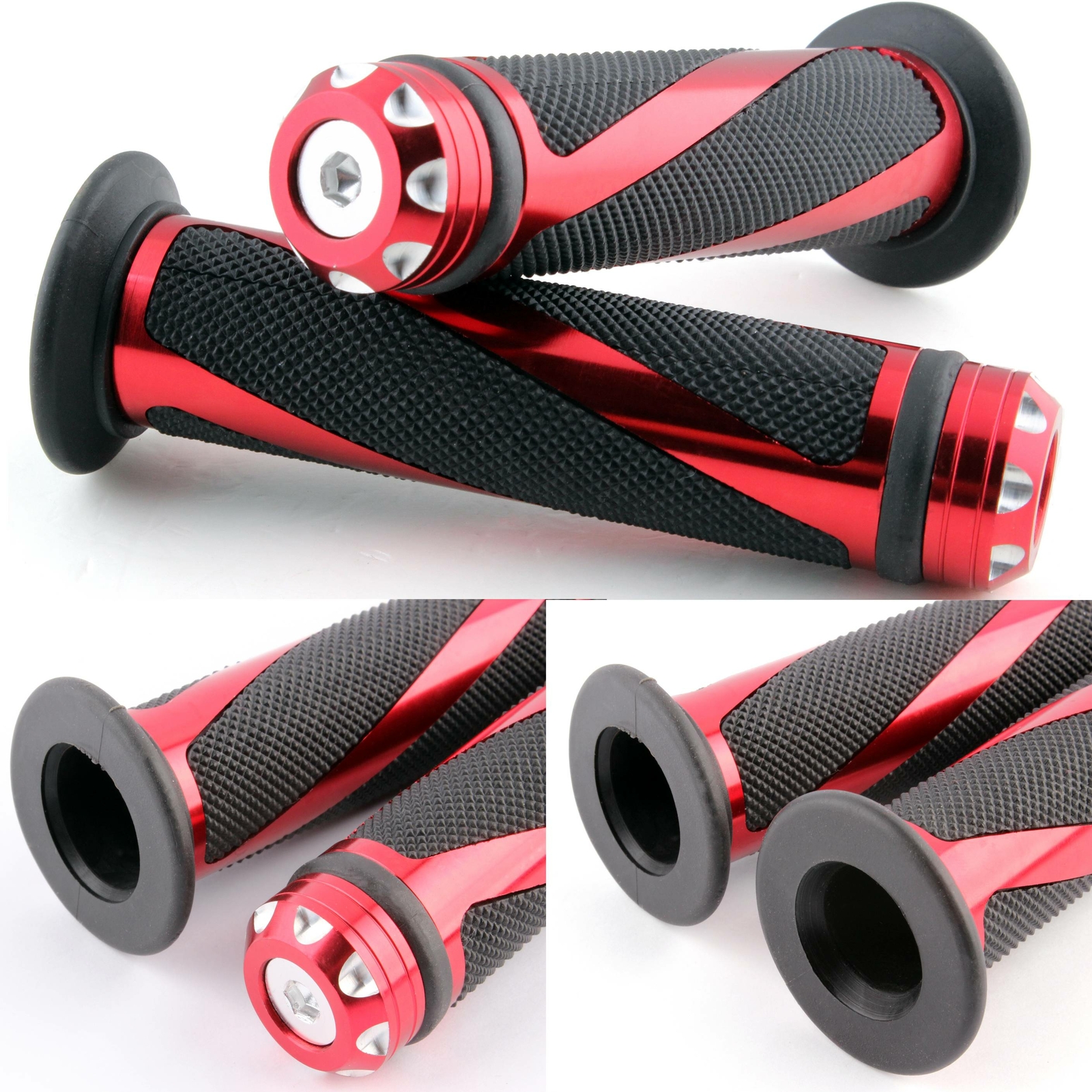 7/8" RED Universal Motorcycle Hand Grips Fit For YAMAHA R1 R6 HONDA ...