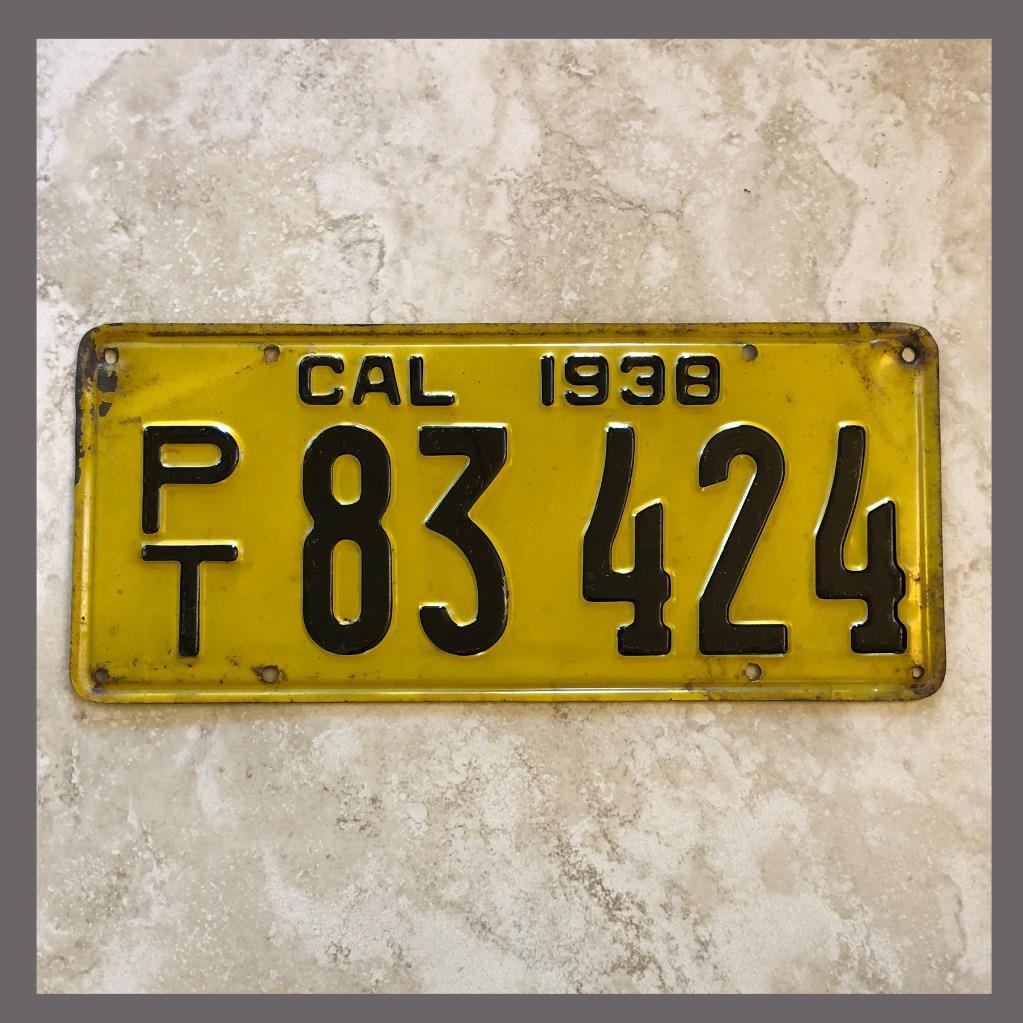 1938 CALIFORNIA Trailer License Plate Original DMV Clear YOM | eBay