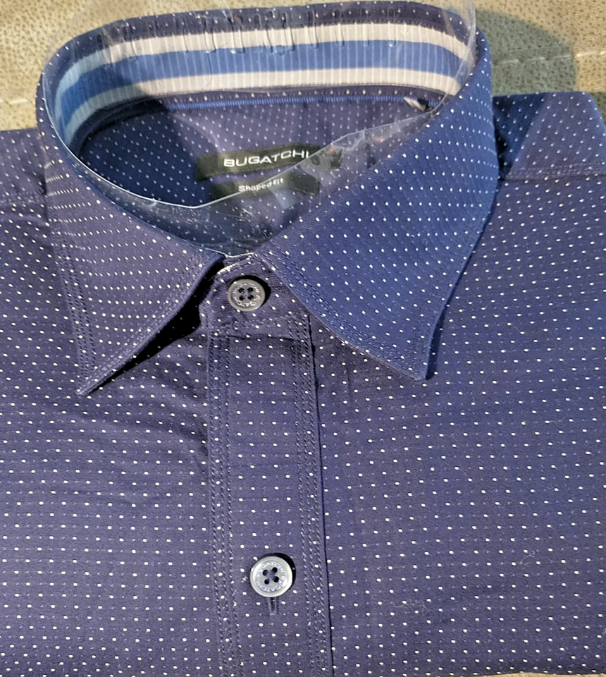 NWT Bugatchi men's Size L long sleeve button down shirt Fancy Dots ...