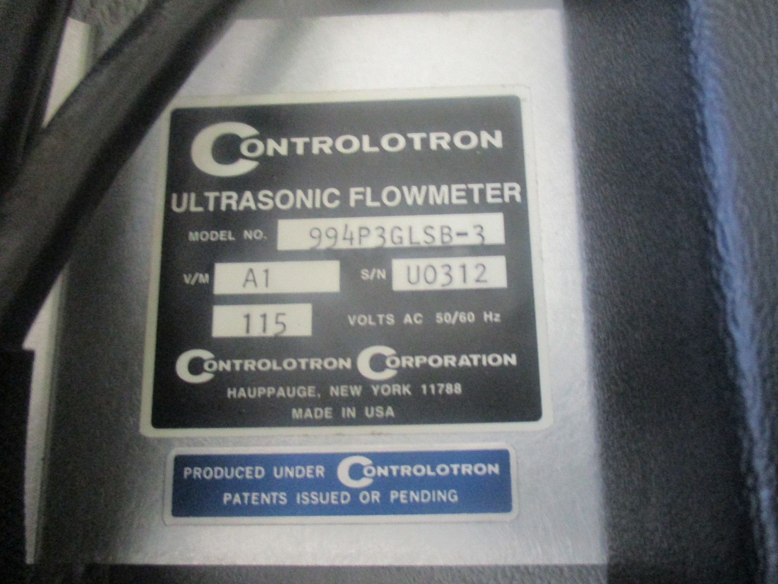 Controlotron Model: 994P3GLSB-3 Ultrasonic Flow Meter. Working. Dim ...