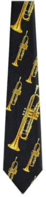 Men's Trumpet Wind Instrument Musical Theme Black Gold Novelty Necktie ...