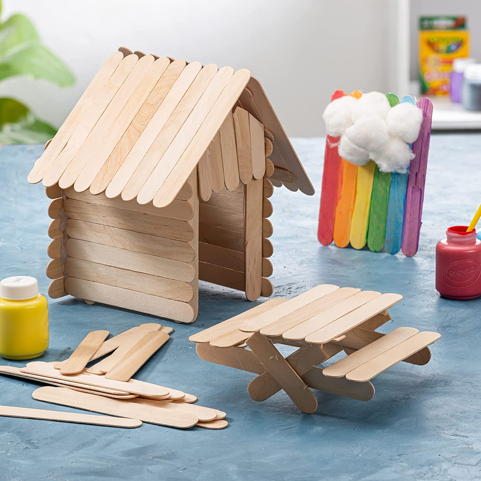 [100 Count] Jumbo 6 Inch Wooden Multi-Purpose Popsicle Sticks, Craft ...