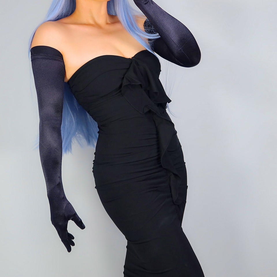 SATIN GLOVES Stretch Silk Opera Evening Extra Long 70cm 28' Hepburn ...
