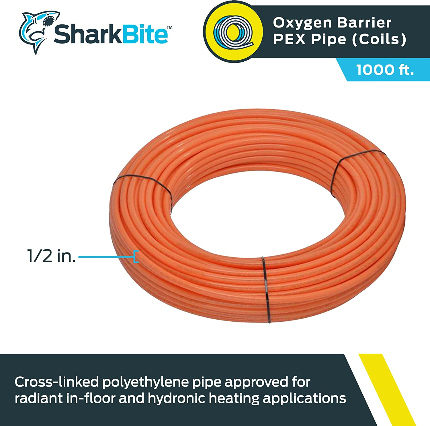 1/2 Inch X 1000 Feet Orange PEX Pipe, Oxygen Barrier Flexible Water ...
