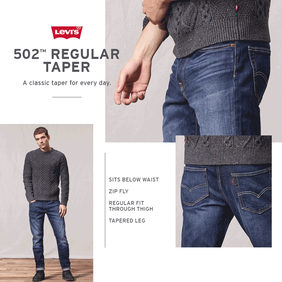 LEVI'S 502 Mens 29 X32 City Park Dark Regular Taper Jeans 2 Way Stretch ...