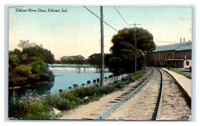 1910 ELKHART, IN Postcard- ELKHART RIVER DAM IND | eBay