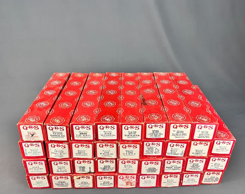 Lot of 35 QRS PLAYER PIANO Word-Rolls All Original Boxes & Labeled (4 ...