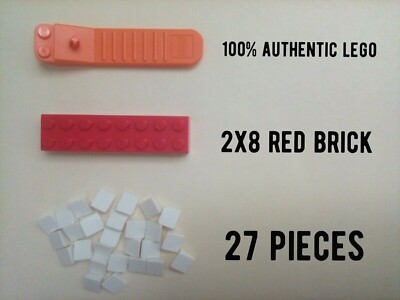 LEGO White 1x1 Slope (27 Pcs) + One of 2x8 Red Brick + One Brick ...