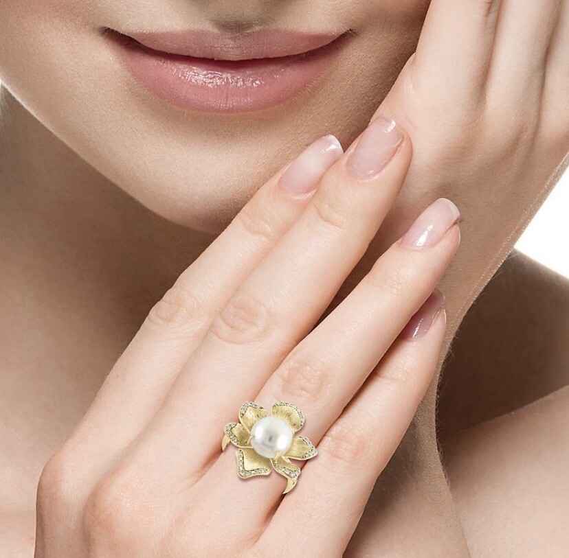 NEW! EFFY 14K GOLD & PEARL FLORAL RING / 7/$4,625 | eBay