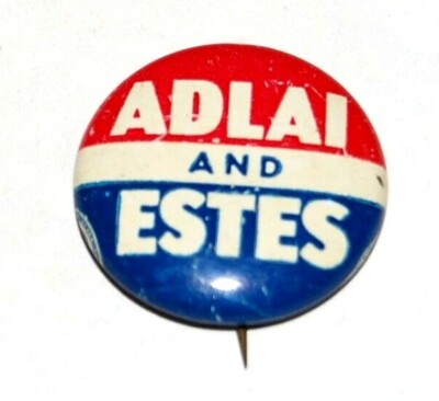 1956 ADLAI STEVENSON ESTES KEFAUVER campaign pin pinback button badge ...