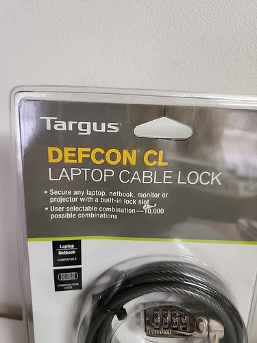 Targus Defcon CL Laptop Cable Combination Lock with Security Base Plate ...
