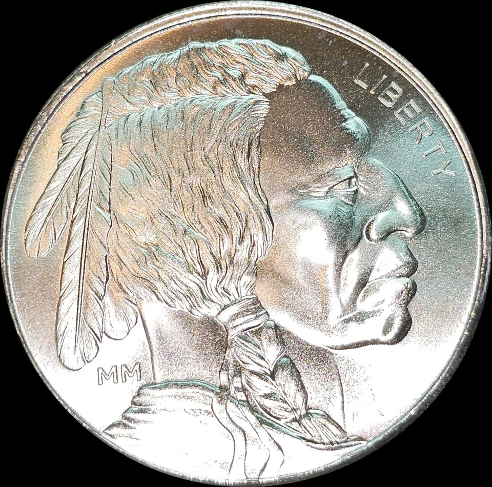 1 Troy Ounce Pure Silver Buffalo Indian Round .999 Fine Silver, Mason ...