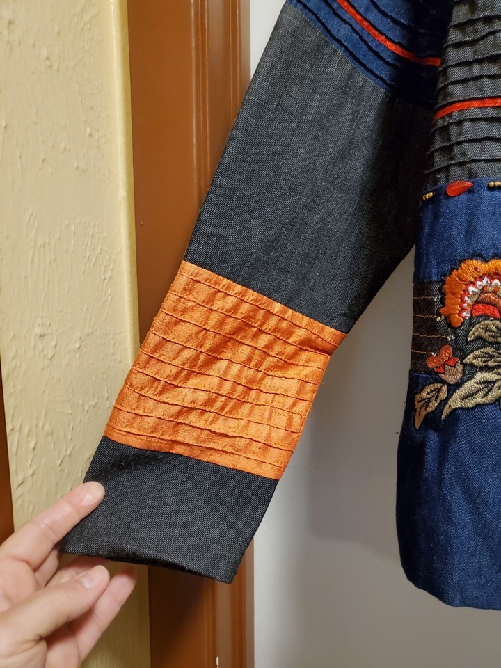 Women's Colorful Coldwater Creek Denim With Embroidery Button Up Jacket Sz Small | eBay