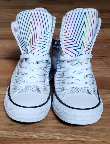 Size 8 - Converse Chuck Taylor All Star High Rainbow Metallic Star for ...
