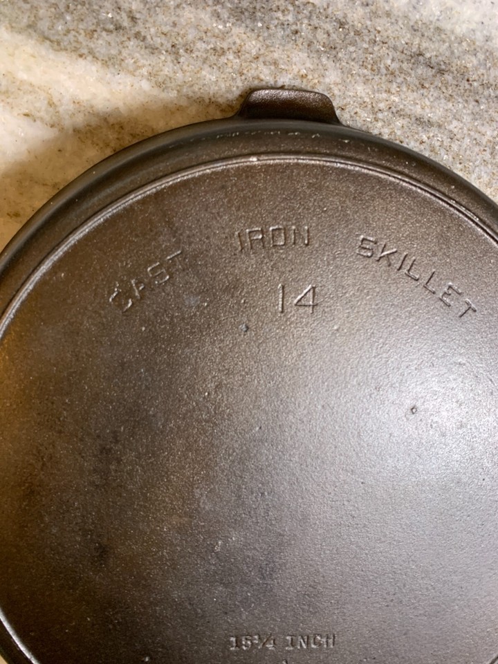 MASSIVE HUGE EXTRA LARGE Cast Iron Fry Pan Skillet #14 15.25" Wagner ...