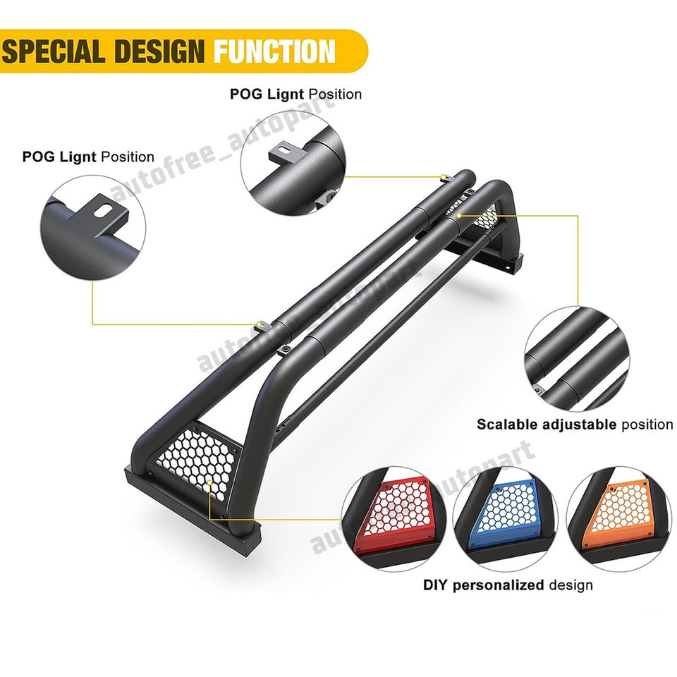 66-78"Universal Roll Sport Bar Chase Rack Rail For 1994-2023 Ram 1500 ...