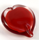 Art Glass Heart Paper Red Heart Paperweight Encased in Clear Glass | eBay