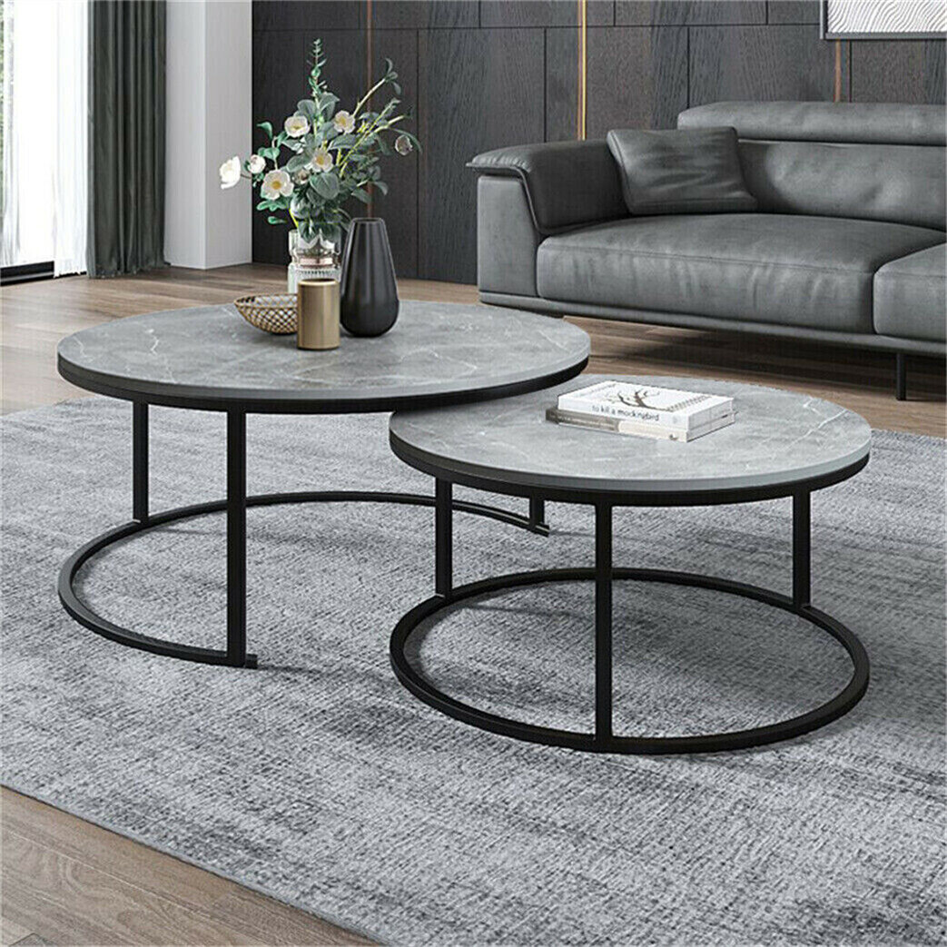 VONLUCE Coffee Table Set of 2, Round Nesting Side & End Tables for Home ...