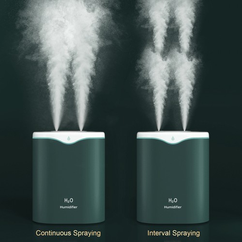 2L Double Spray Humidifiers With LED Light Cool Mist Auto Shut-Off ...