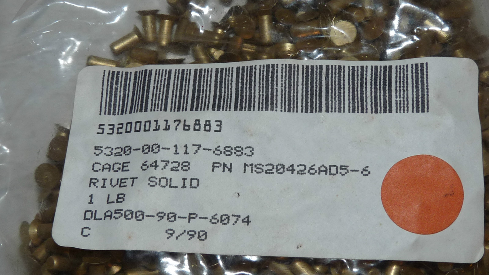 1/8 pound MS20426AD5-6 Aluminum Aircraft 100 Deg Solid Rivets 5/32 d x ...