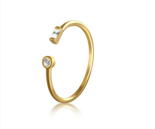 Dainty Delicate Double Stone Open Ring Gold Silver stacking stackable baguette | eBay