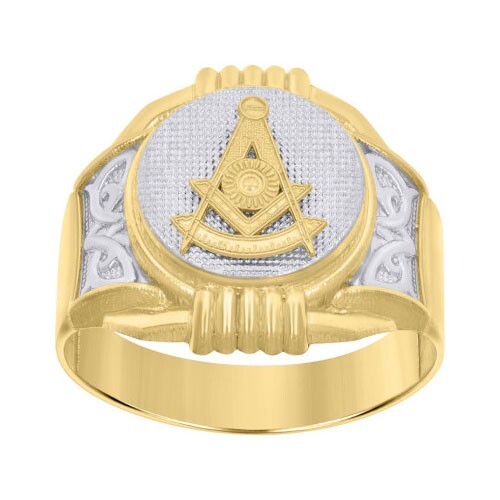 10K Two Tone Gold Mens Womens Masonic Symbol Religious Fashion Jewelry Ring | eBay