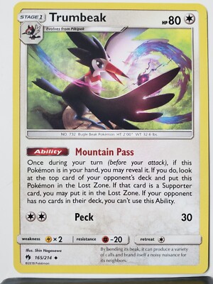Trumbeak 165/214 NM - Lost Thunder Sun Moon Pokemon Card $2 Combined ...