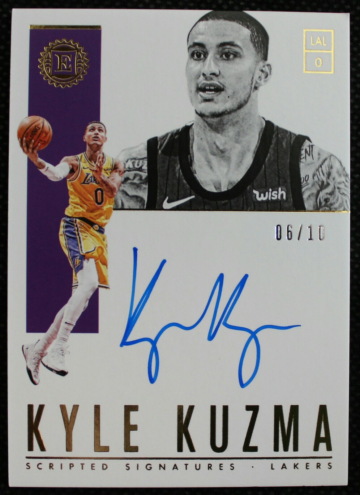 2018-19 Panini Encased NBA Kyle Kuzma Scripted Signature #6/10 On Card ...