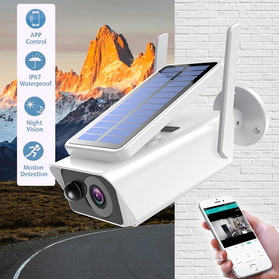 2x Wireless Solar Battery Powered Outdoor Audio Security Camera System ...