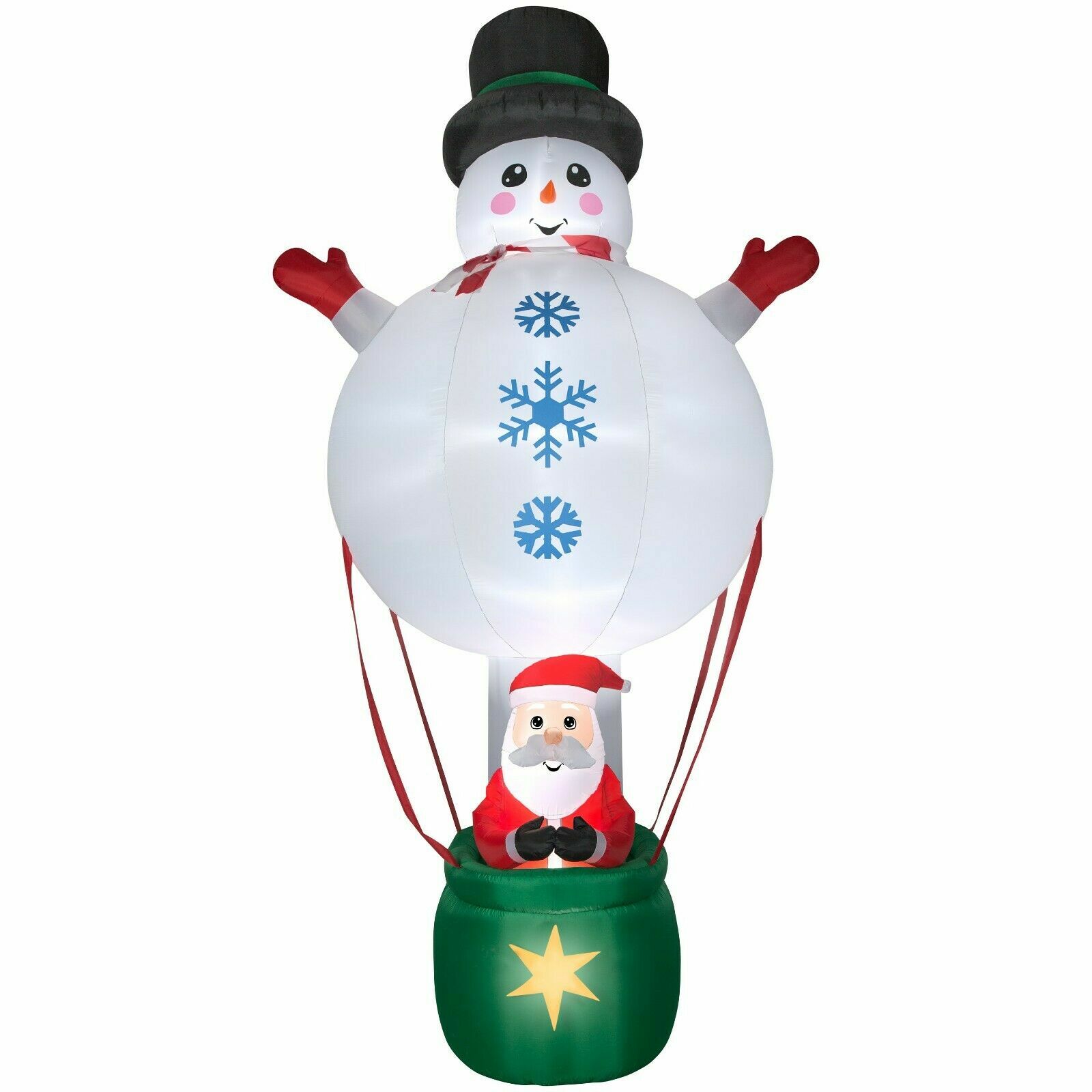 Gemmy 12' Airblown Snowman Hot Air Balloon Lighted Christmas Inflatable ...