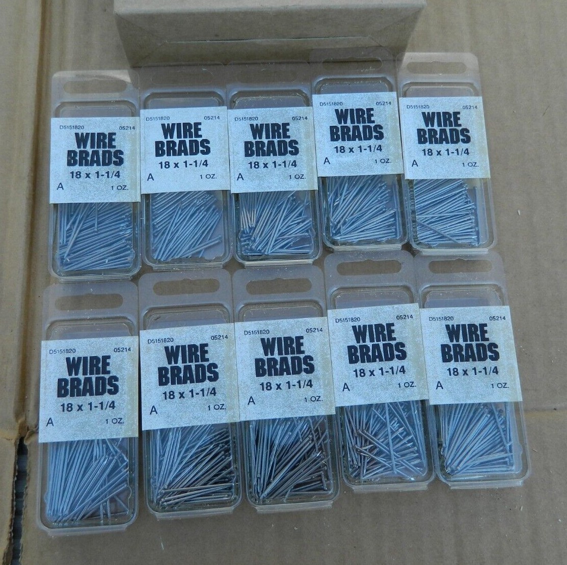 1 Box Of Allied Fasteners 18 x 1-1/4 Wire Brads 10-1 Oz Packs In Box ...