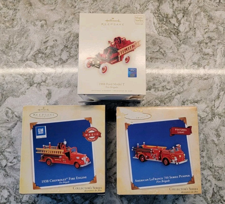 Hallmark Keepsake Fire Truck Fire Engine Christmas Ornaments (LOT OF 3 ...