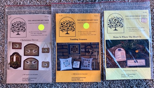 3 Sweetheart Tree Cross Stitch Patterns Christmas Doves Tumbling ...