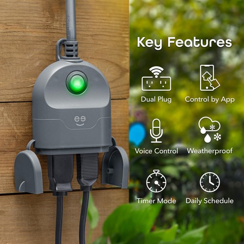 Outdoor Duo Wi-Fi Smart Plug | 2 Weatherproof Outlets, Compatible with ...