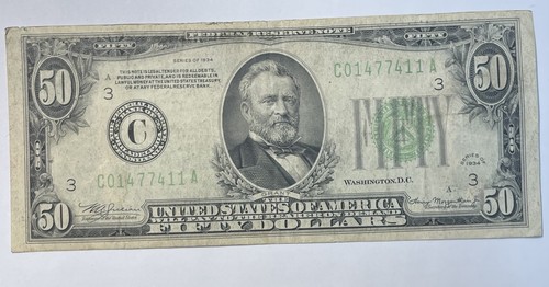 Series 1934 50 Dollar Bill Federal Reserve Note Circulated | eBay