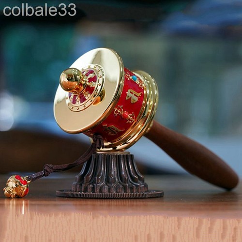 18cm 7" Customize Microfilm sutra Tibetan Hand turn Prayer Wheel Double ...