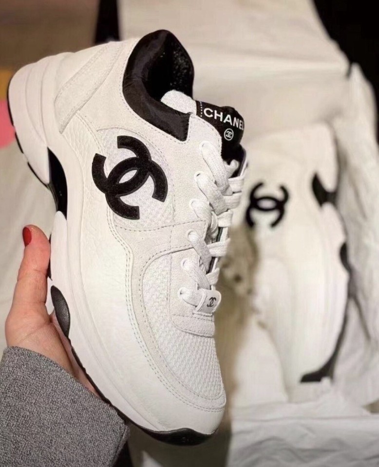 Chanel White Black CC Logo Runner Trainer Sneaker, 39 | eBay
