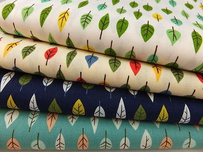 CT Small Leaves Trees 100% Cotton Fabric | eBay UK