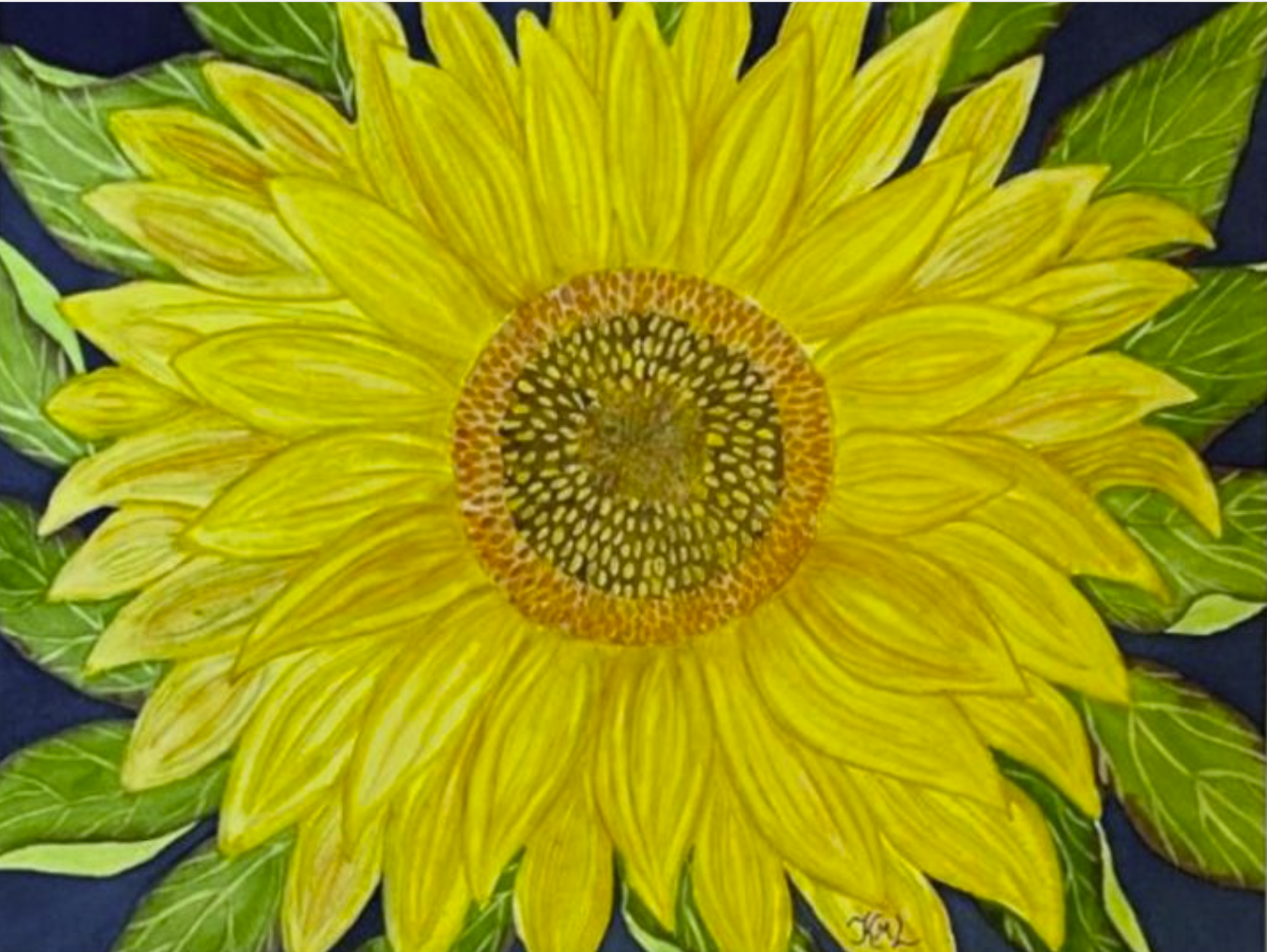 PAINTING WATERCOLOR 11X14 AND WHITE MAT FLOWER SUNFLOWER YELLOW ORANGE ...