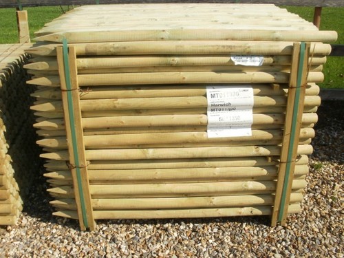 20 x 1.2m 4ft 50mm 15 yr guarantee treated round wooden fence posts ...