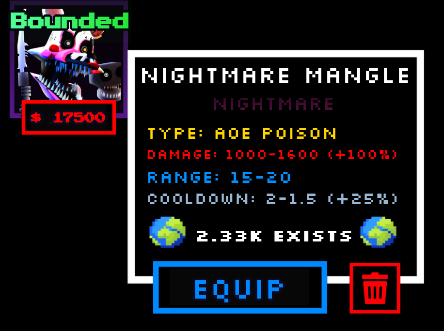 Nightmare Mangle | Five Nights TD | Roblox | FNTD | Random Enchant | eBay