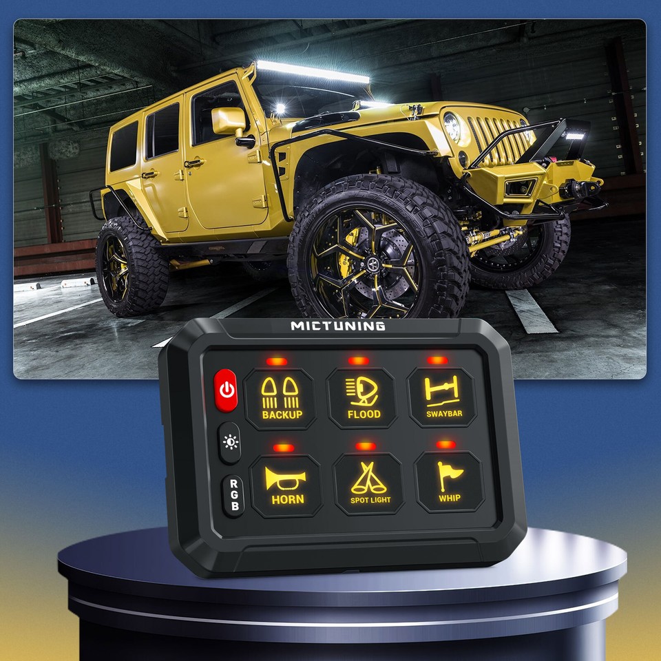 6 Gang Switch Panel LED Light Bar Circuit Control Box For Car Boat ...