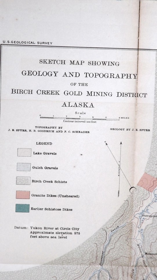 1890s ALASKA ~ BIRCH CREEK GOLD MINING DISTRICT ~ GEOLOGICAL SURVEY Map ...